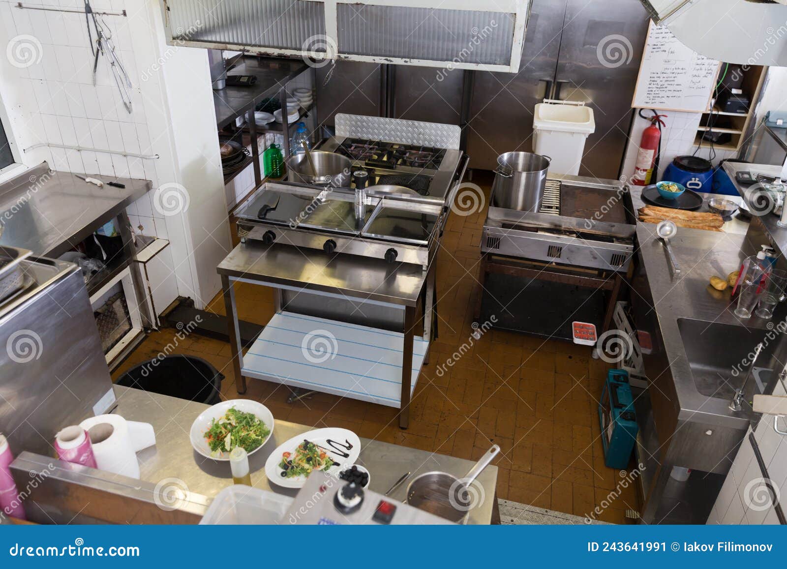 Empty restaurant kitchen stock image. Image of room - 243641991