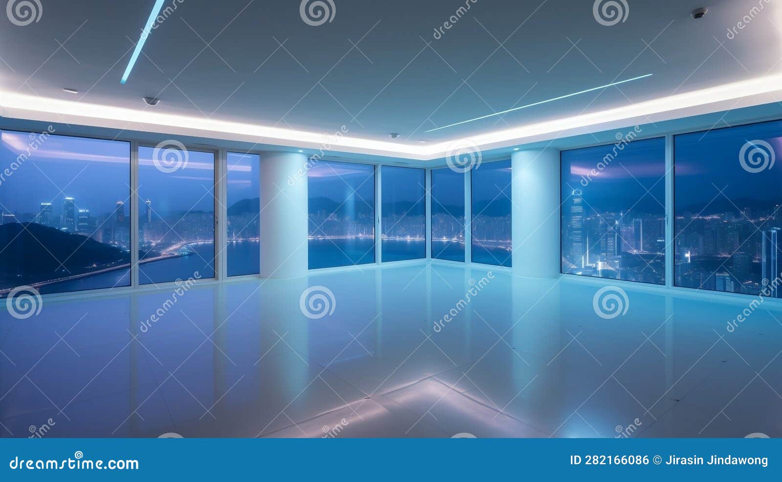 The View Empty Room With Glass Windows Illustration Generative Ai Stock Illustration