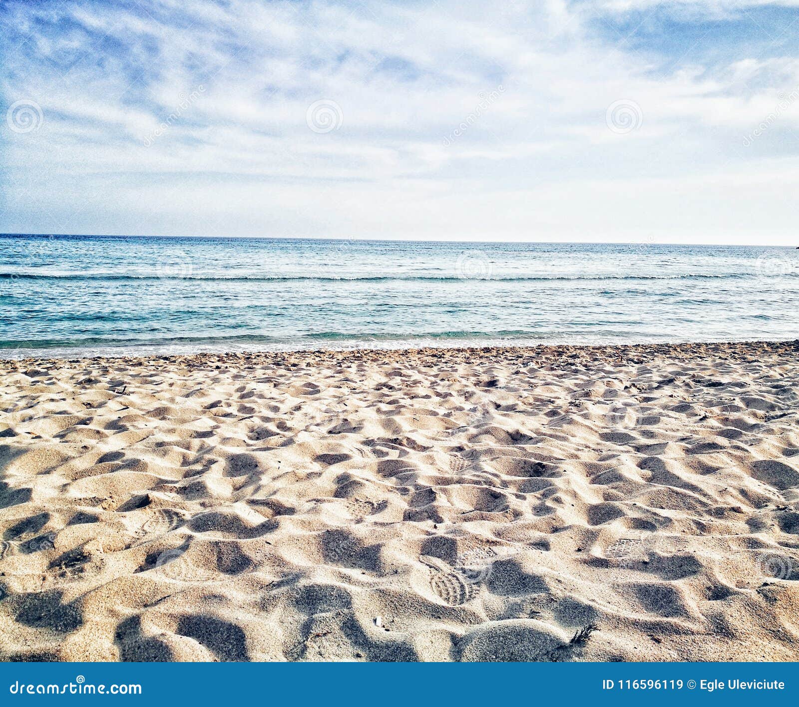 Sand, sea and sky stock image. Image of view, beach - 116596119