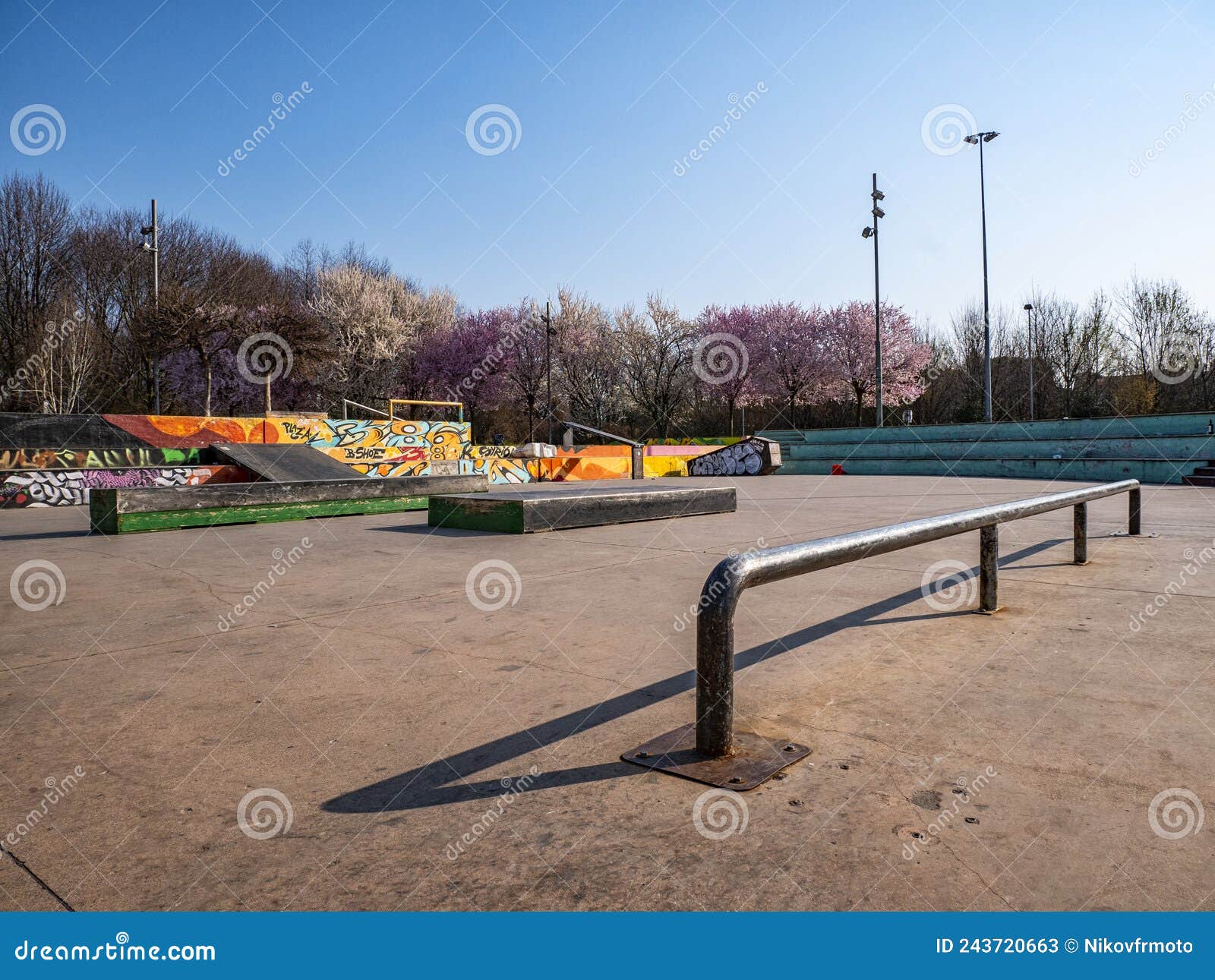View of an Empty Skate Park Stock Image - Image of playground, jump ...