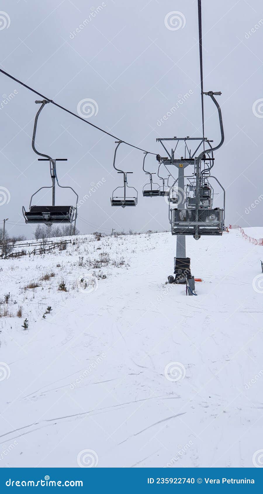View of Empty Ski Chair Lift Stock Photo - Image of snowing, season ...