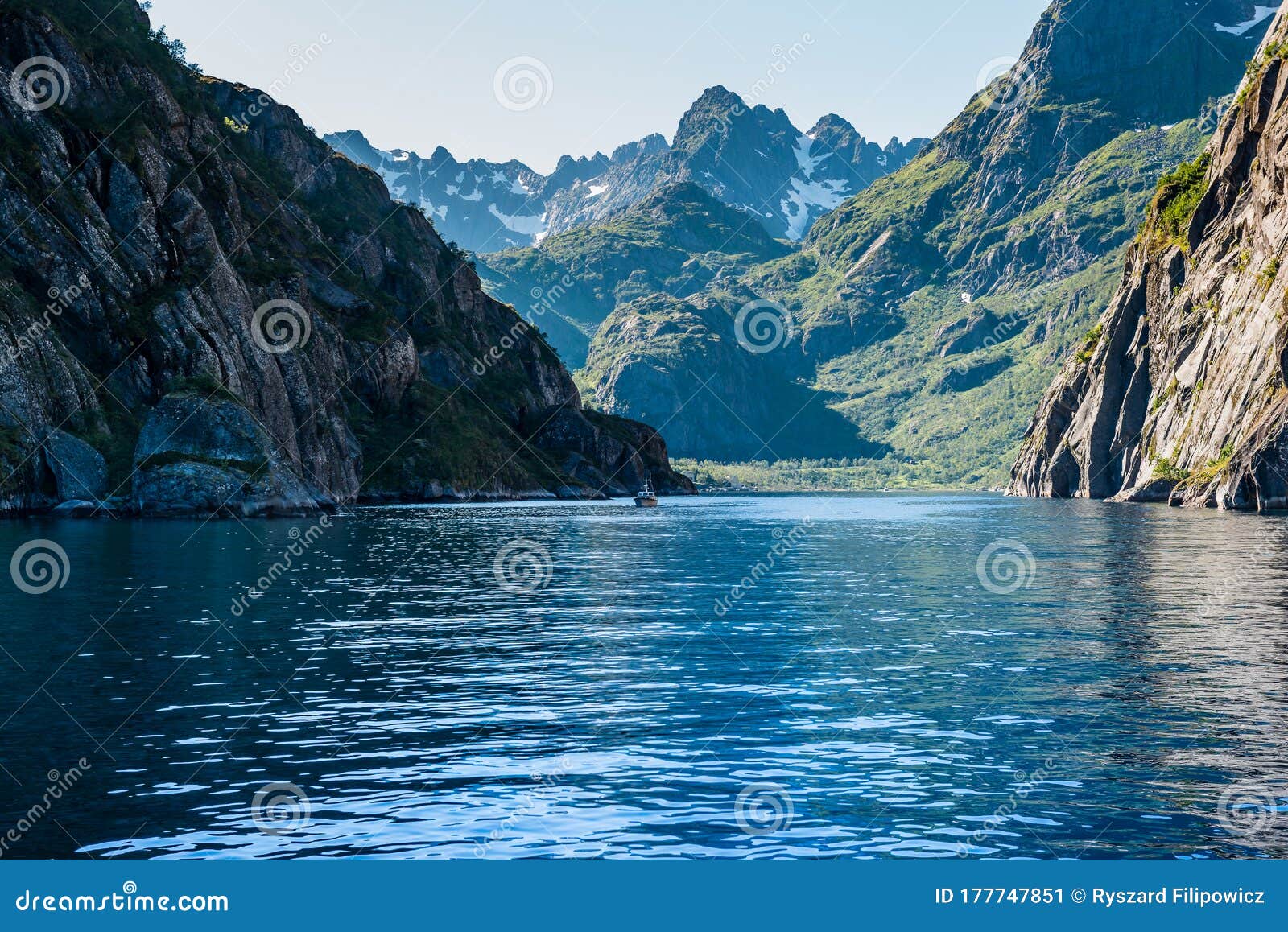 View of the End of Troll`s Fjord in Norway. Stock Image - Image of ...