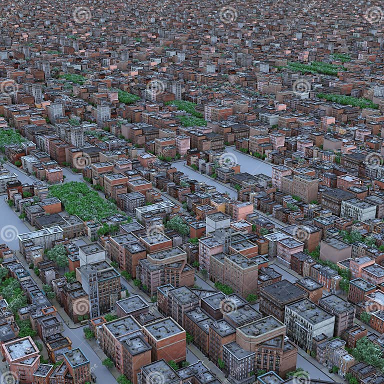 View of the Endless City Landscape. Stock Illustration - Illustration ...