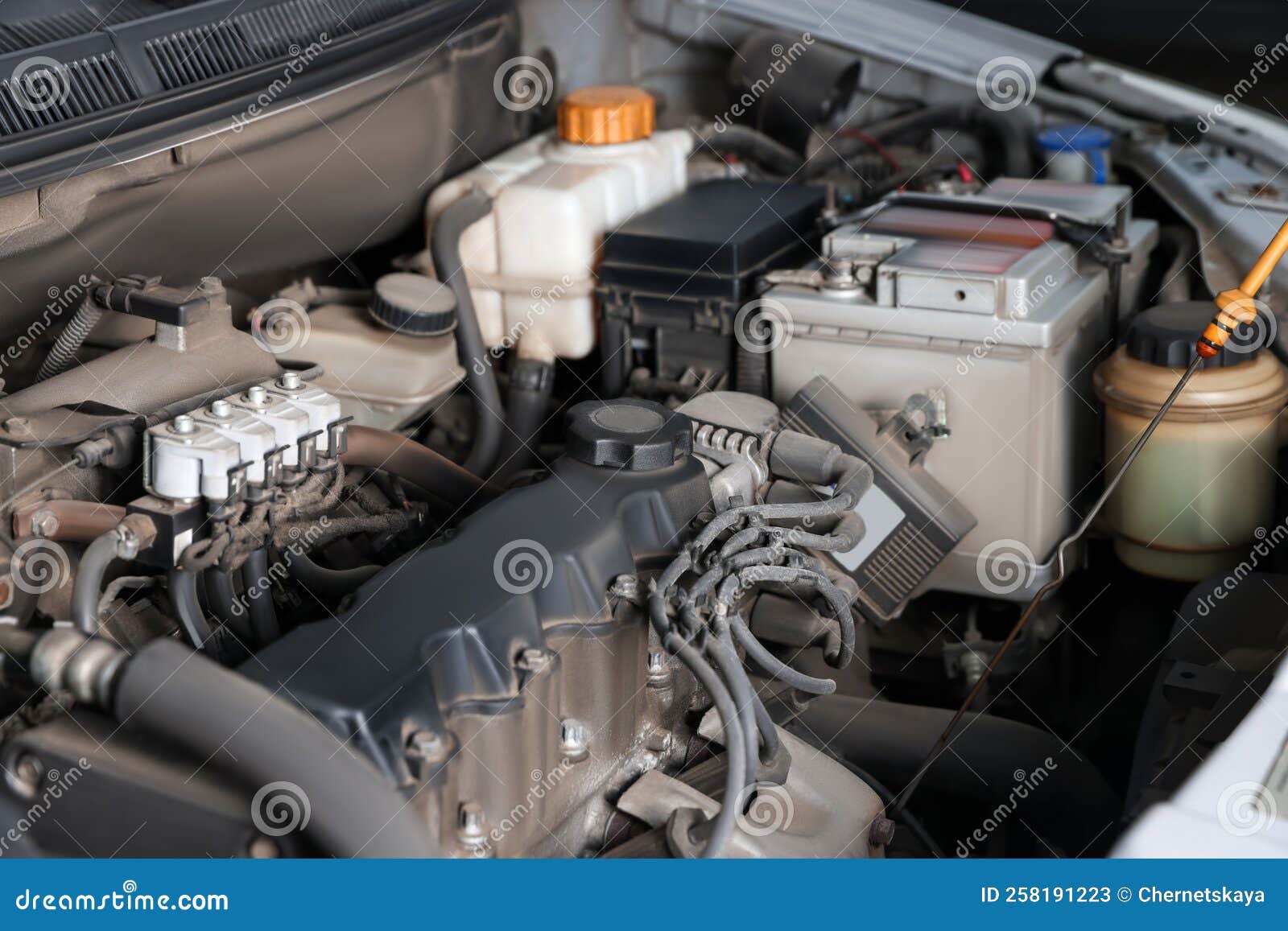 View of Engine Bay in Modern Car Stock Image - Image of object ...