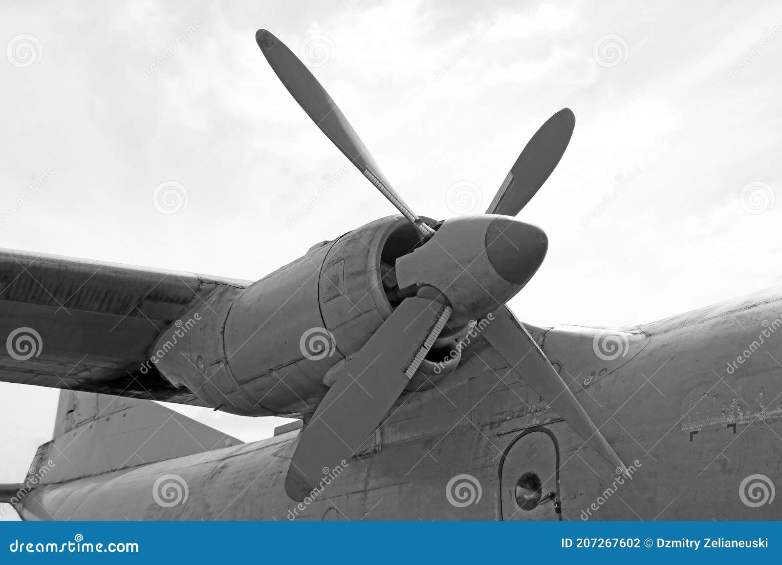 View of the Engine Blades and the Wing of an Old Plane Stock Photo ...