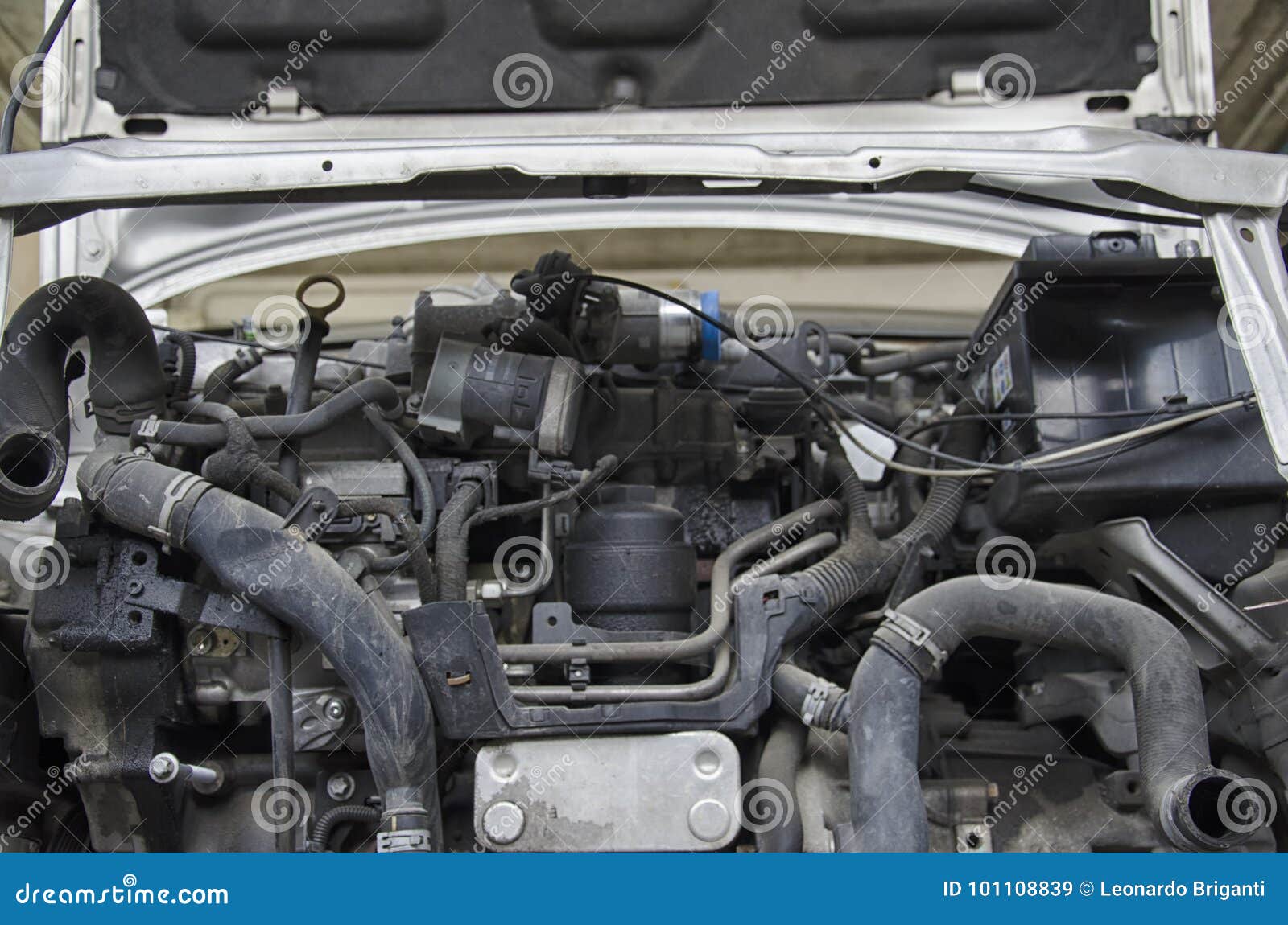 The Engine Bonnet of a Crashed Car Stock Image - Image of ...