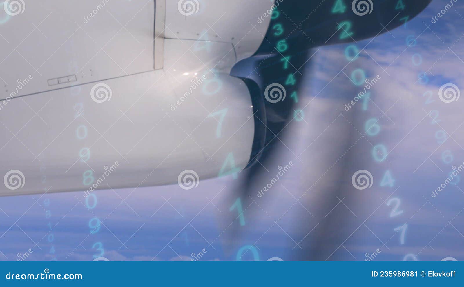 View of an Engine of a Plane Flying High. Testing of the Airplane ...