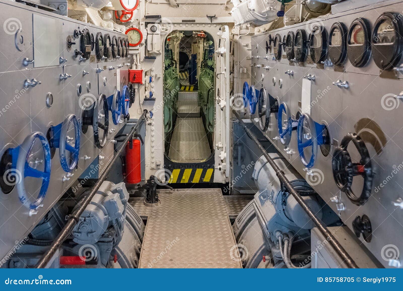 View of the Engine Room of the Ship Stock Image - Image of handle ...