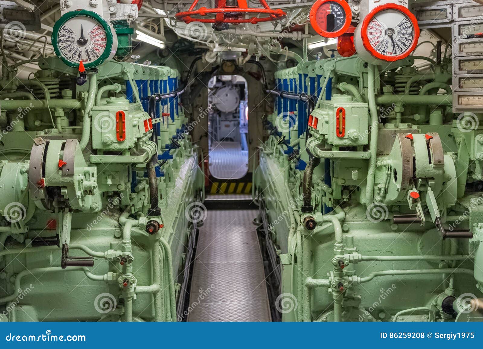 View of the Engine Room of the Ship Stock Photo - Image of main, adjust ...