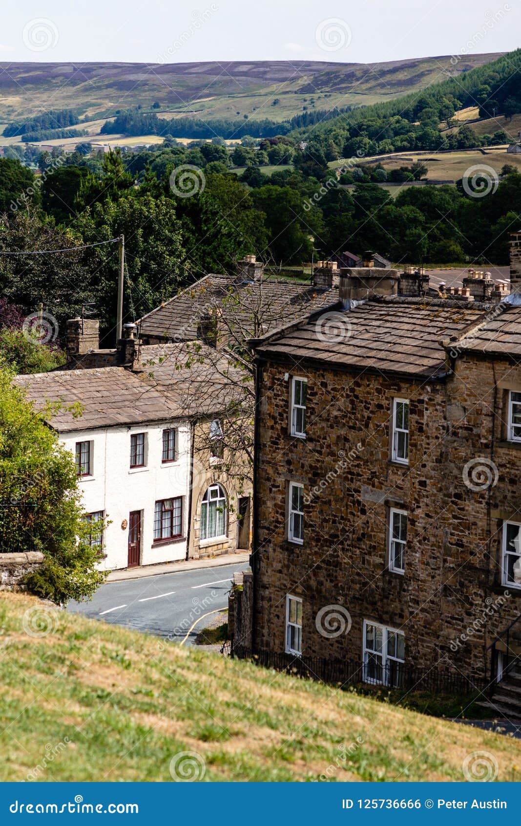 The View from the English Town of Reeth in the Yorkshire Dales Stock ...
