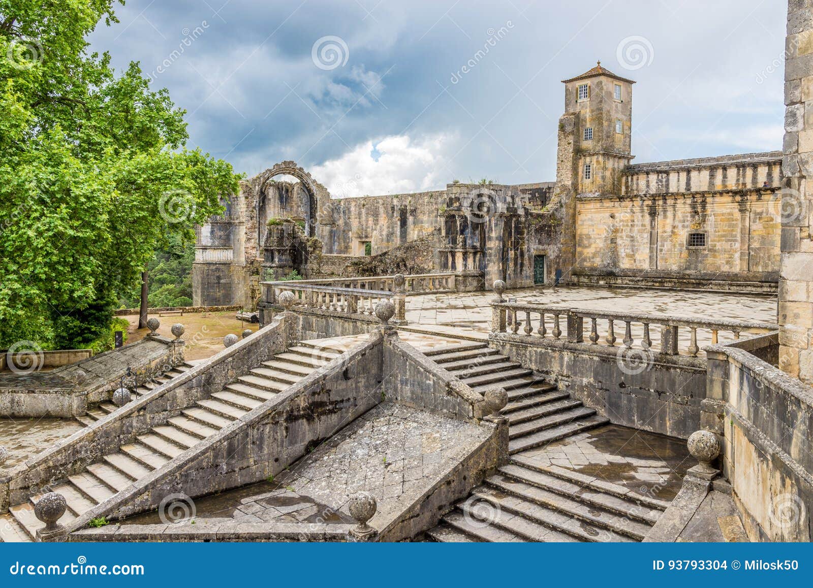 View at the Entering Courtyard of Castle Convent of Christ in Tomar ...