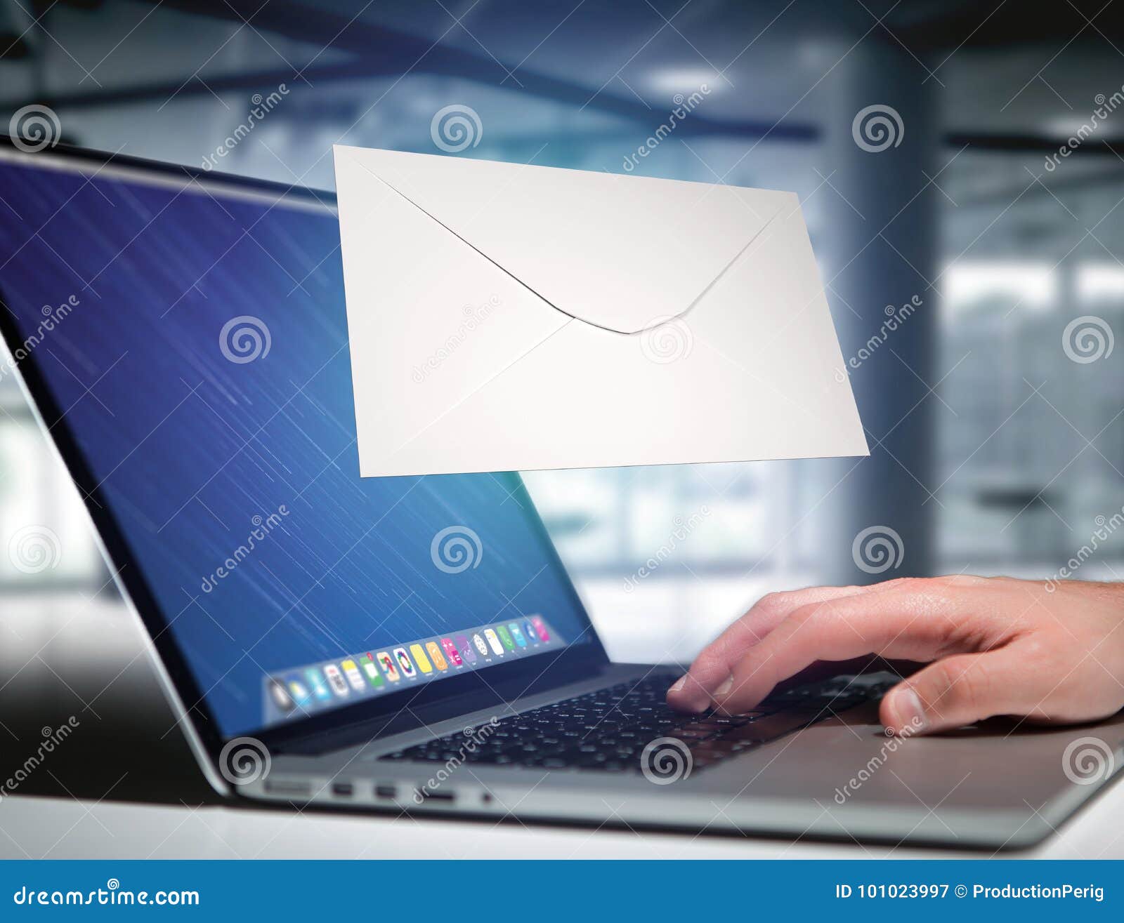 Envelope Message Displayed On A Futuristic Email Interface - 3d Stock ...