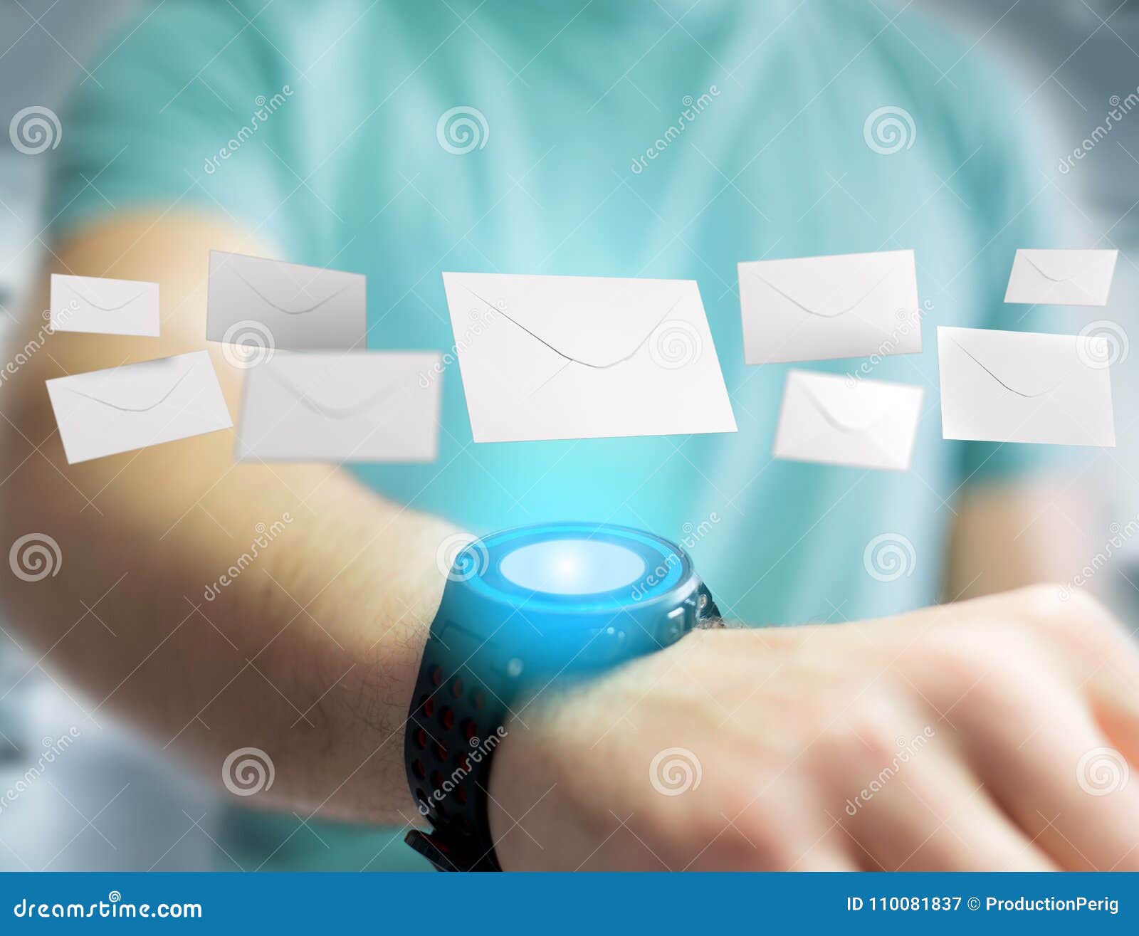 Envelope Message Displayed on a Futuristic Email Interface - 3d Stock ...