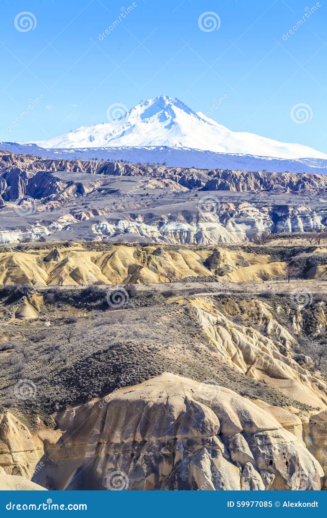View of Erciyes Volcano from Capadocia. Stock Image - Image of valley ...