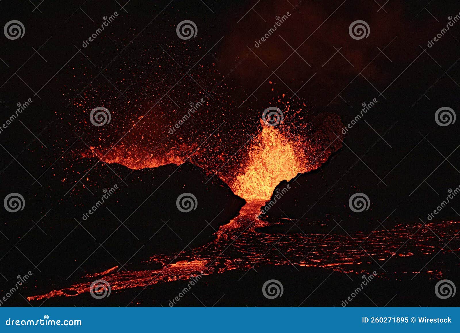 View of Erupting Lava in the Darkness. Stock Image - Image of rocks ...