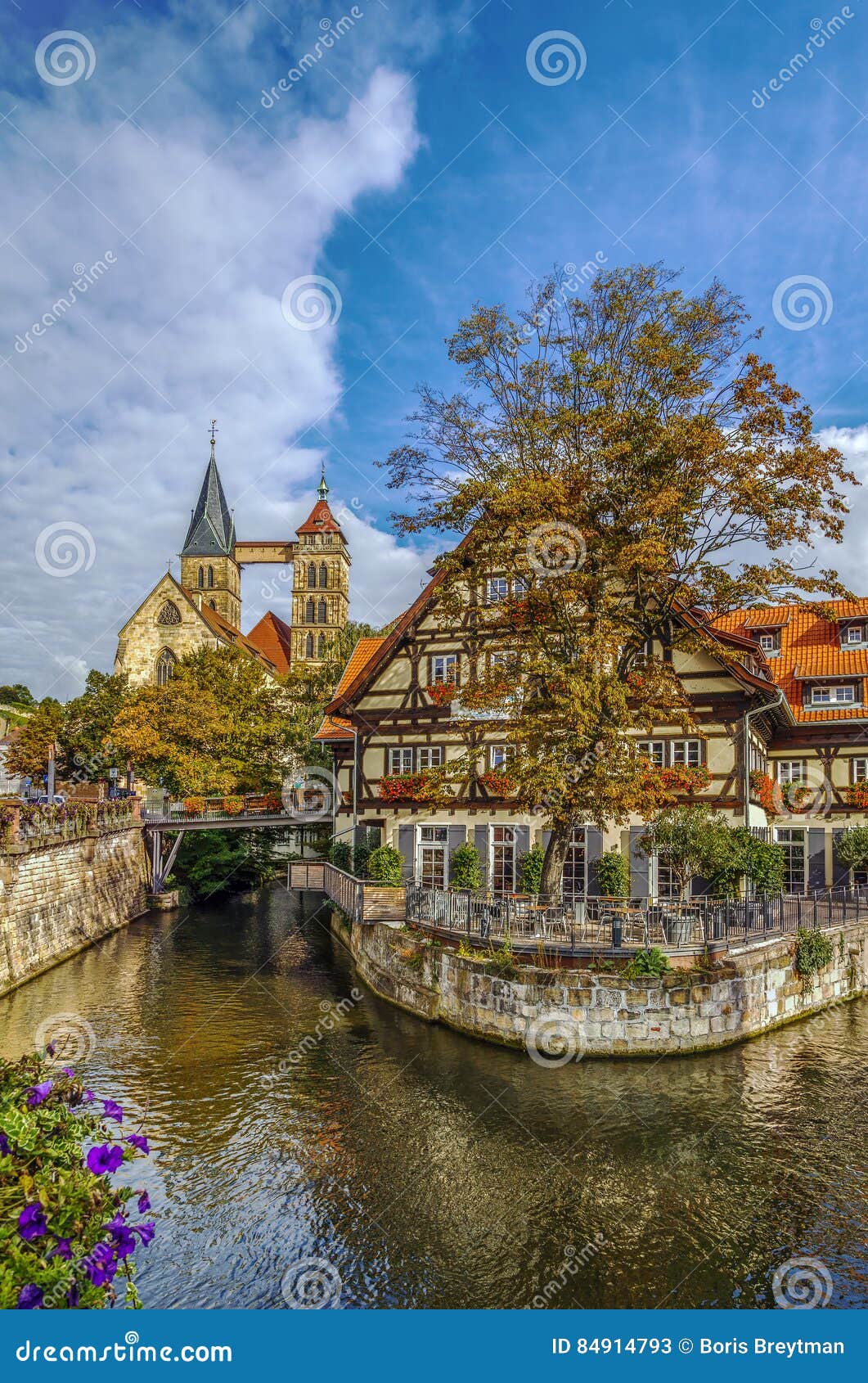 View of Esslingen am Neckar, Germany Stock Image - Image of river ...
