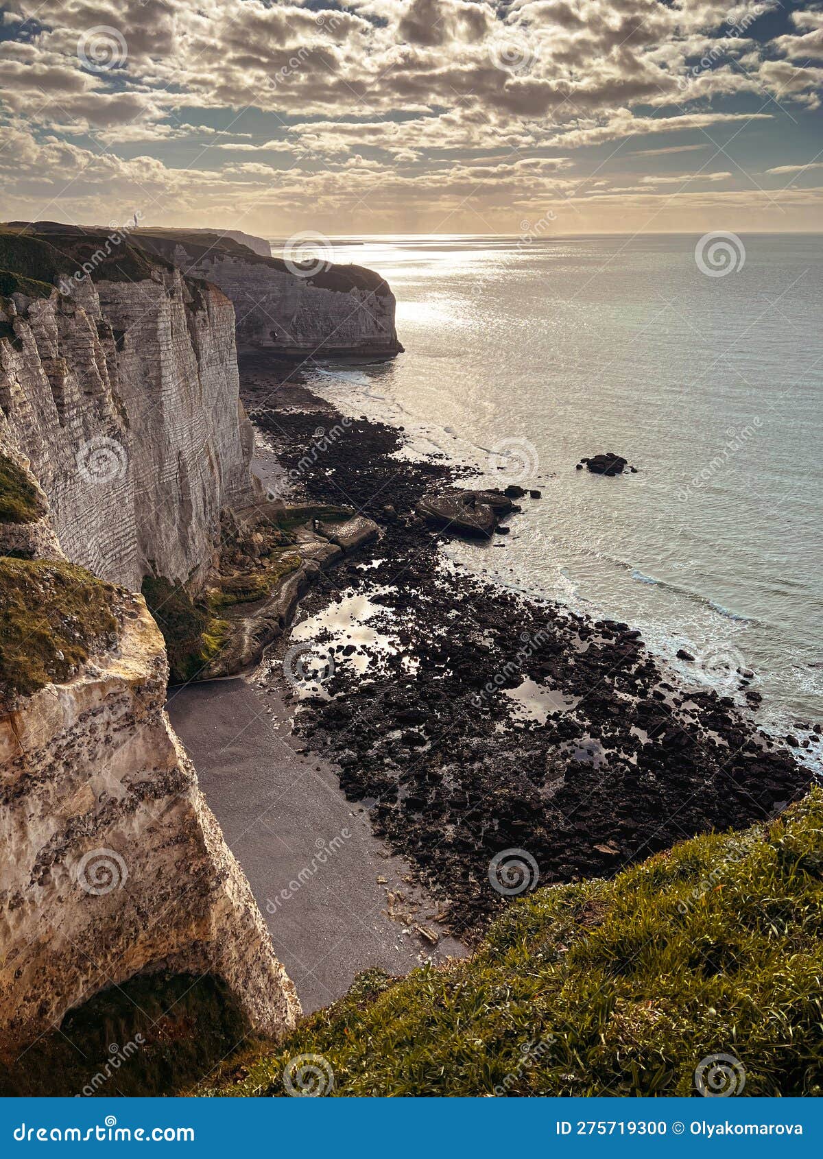 View of Etretat White Cliffs in Normandy, France Stock Photo - Image of ...