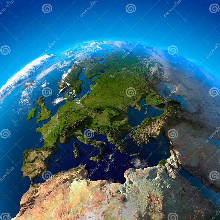 View on Europe from a Height Stock Illustration - Illustration of cloud ...