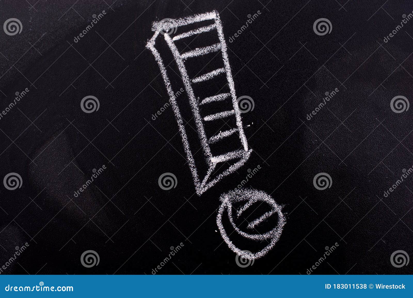 View of an Exclamation Mark Painted with White Chalk on a Black Surface ...