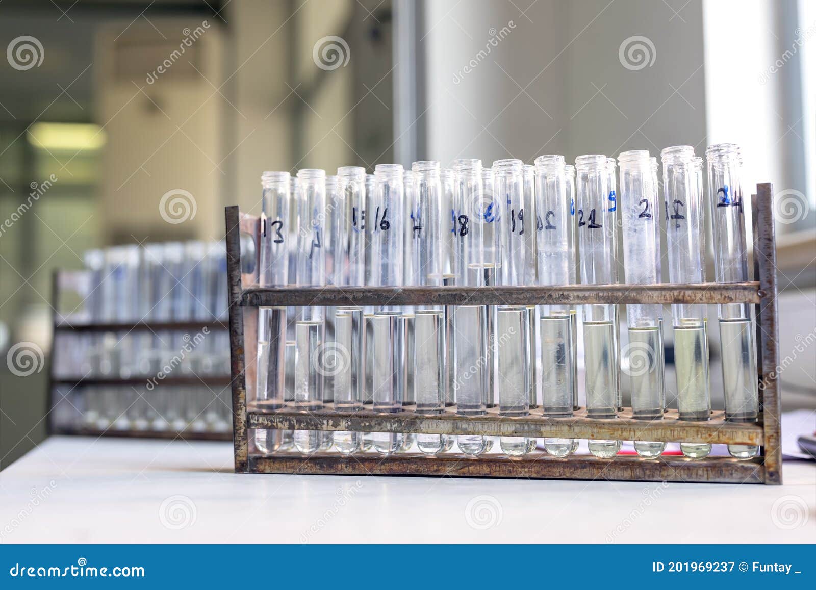 View of the Experiment and Analysis Tubes for Mining Industry. Stock ...