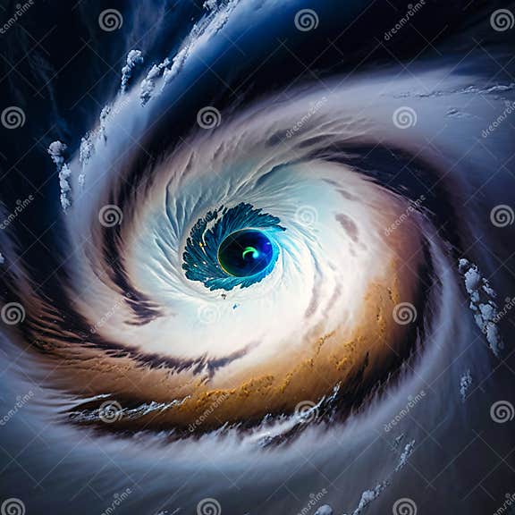 A View of the Eye of a Cyclone from Space, Generative AI Stock ...