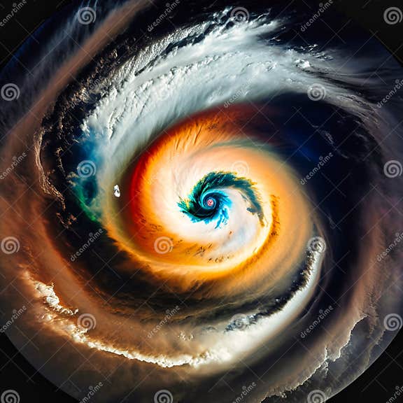 A View of the Eye of a Cyclone from Space, Generative AI Stock ...
