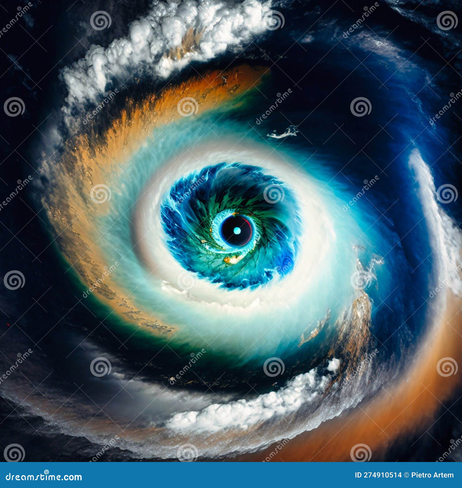 A View of the Eye of a Cyclone from Space, Generative AI Stock ...