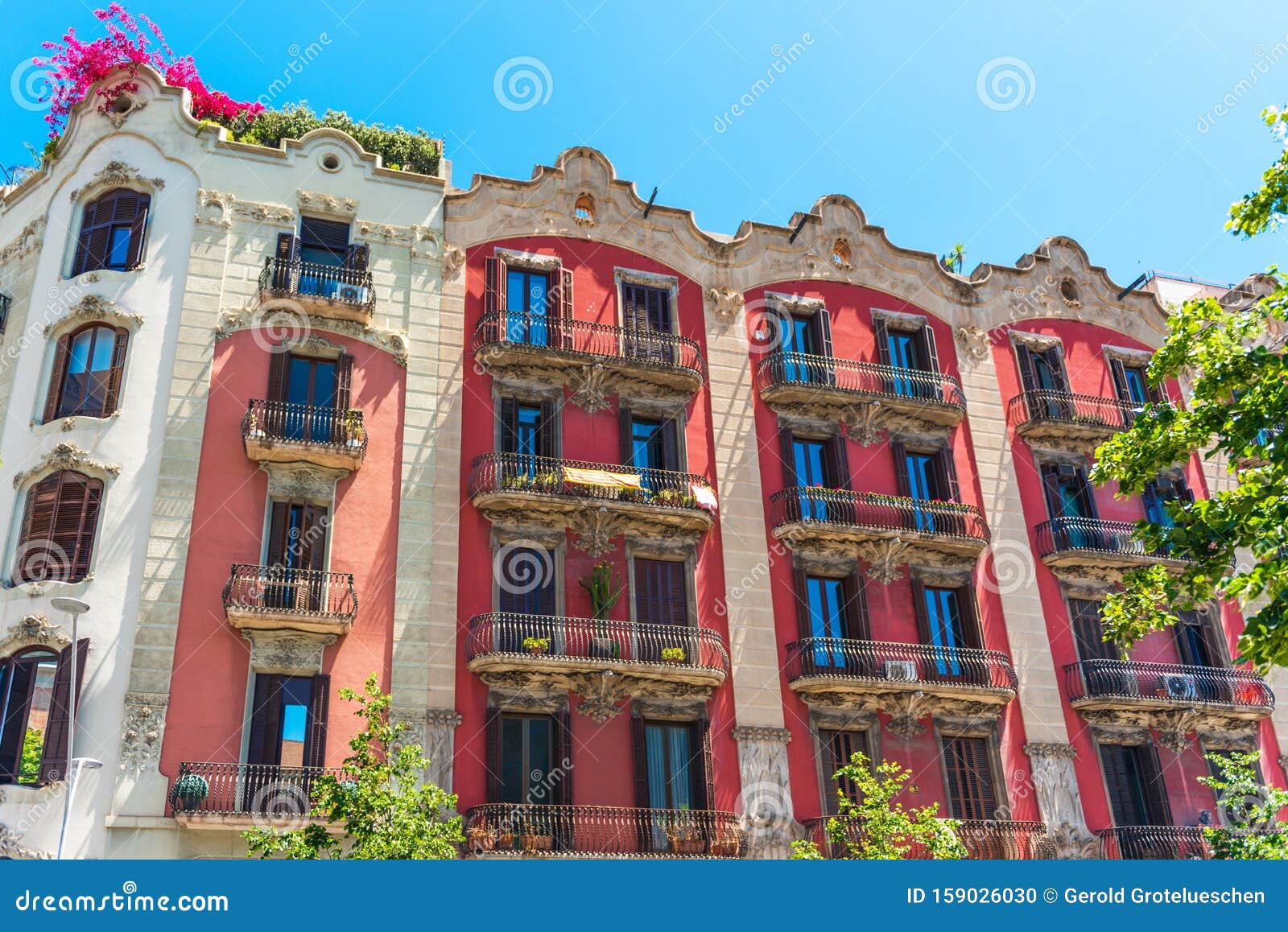 View of the Facade of a Historic Building, Barcelona, Spain Stock Photo ...