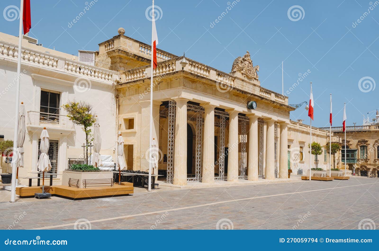 Main Guard Building in Valletta, Malta Stock Photo - Image of portico ...
