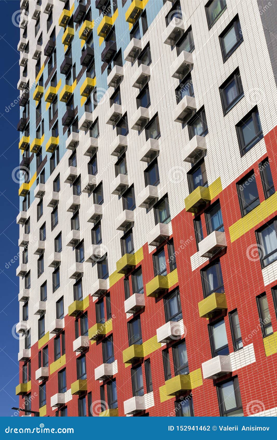View of the Facade of a Multi-storey Residential Building. Colorful ...