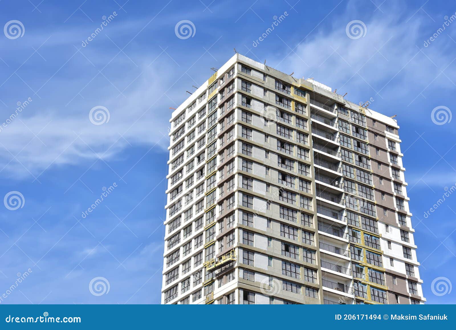 View of the Facade of a New Multi-storey Building Under Construction ...