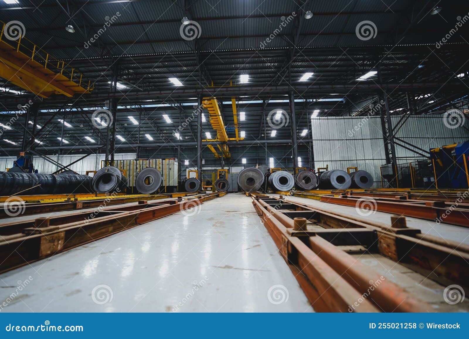 View of the Factory Structure with Steel Wheels Stock Photo - Image of ...