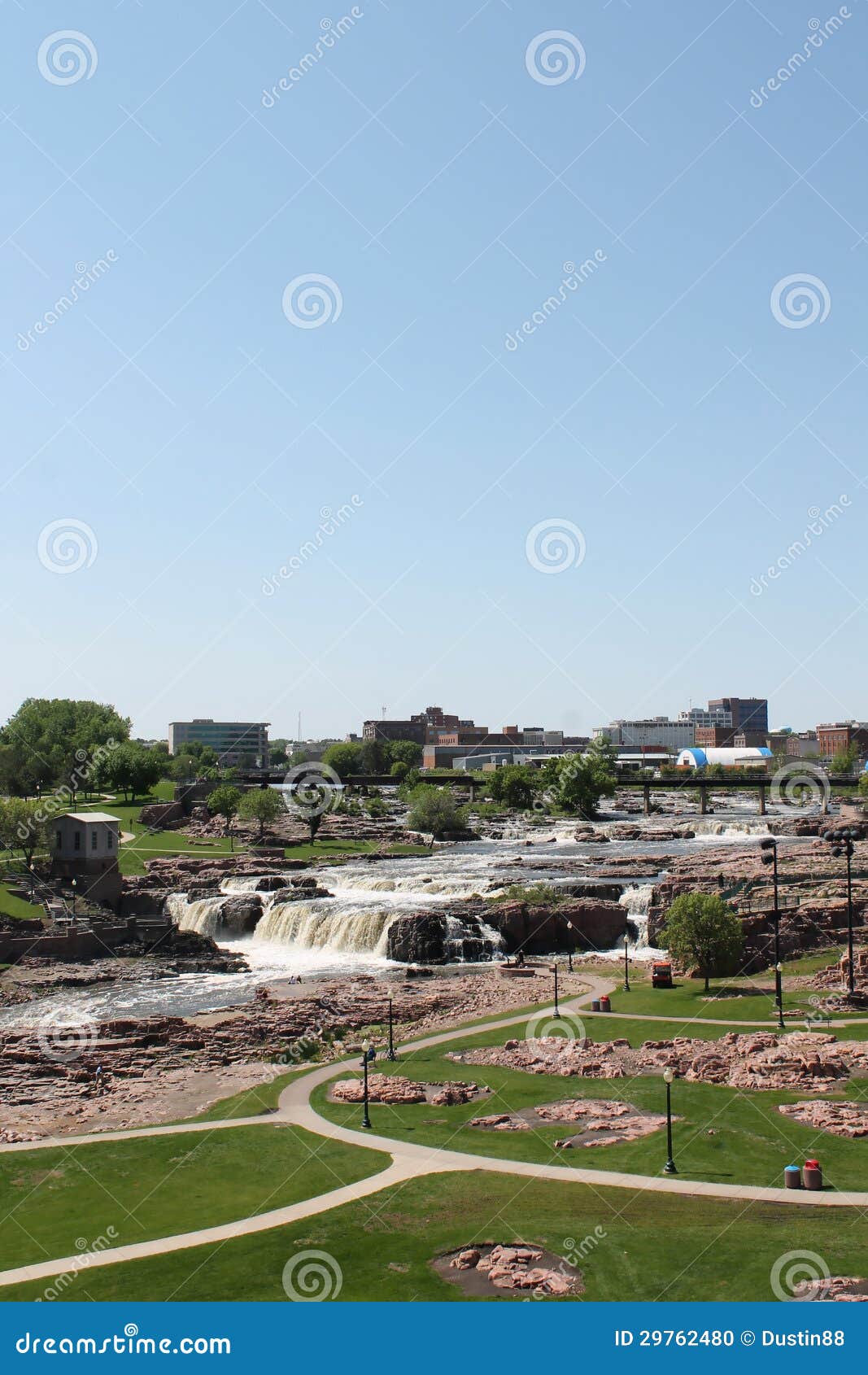 Falls Park-Sioux Falls, South Dakota Stock Photo - Image of paths ...