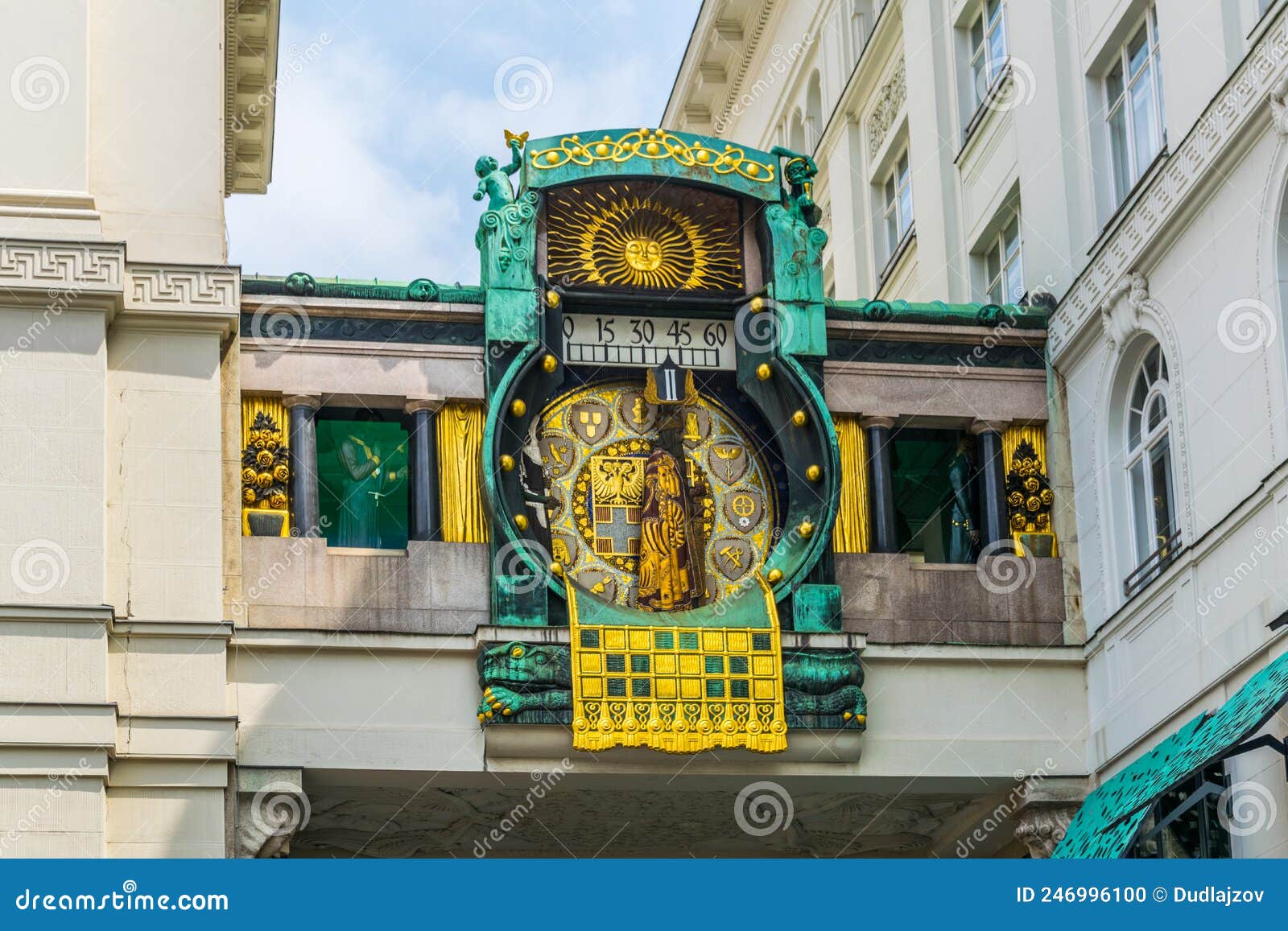 View of the Famous Ankeruhr Clock in the Historical Center of Vienna ...