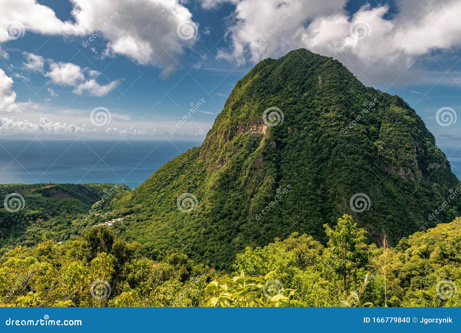 View of the Famous Piton Mountains Stock Photo - Image of mountain ...