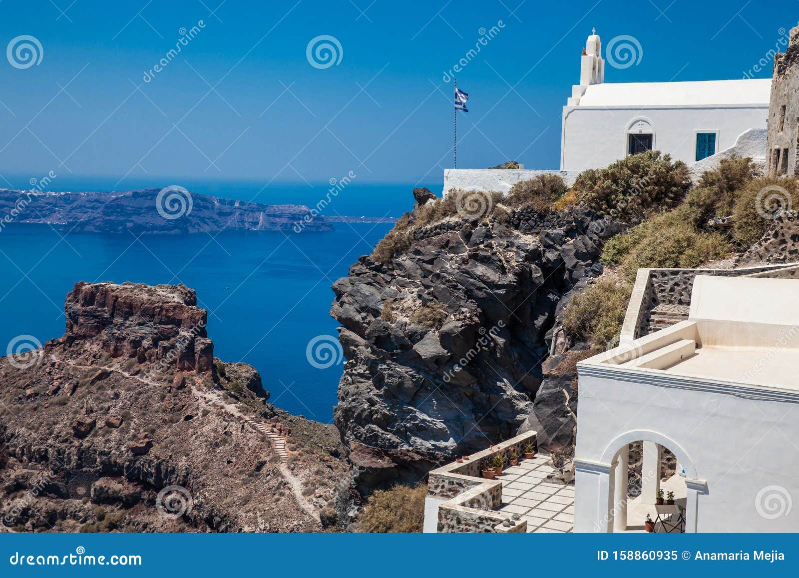 The Famous Skaros Rock in Santorini Stock Image - Image of landmark ...