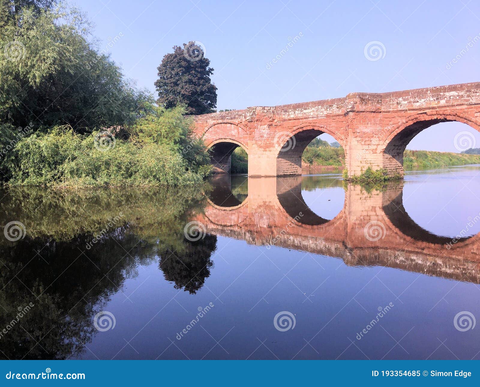 A View of Farndon Bridge with Reflection Stock Image - Image of outdoor ...