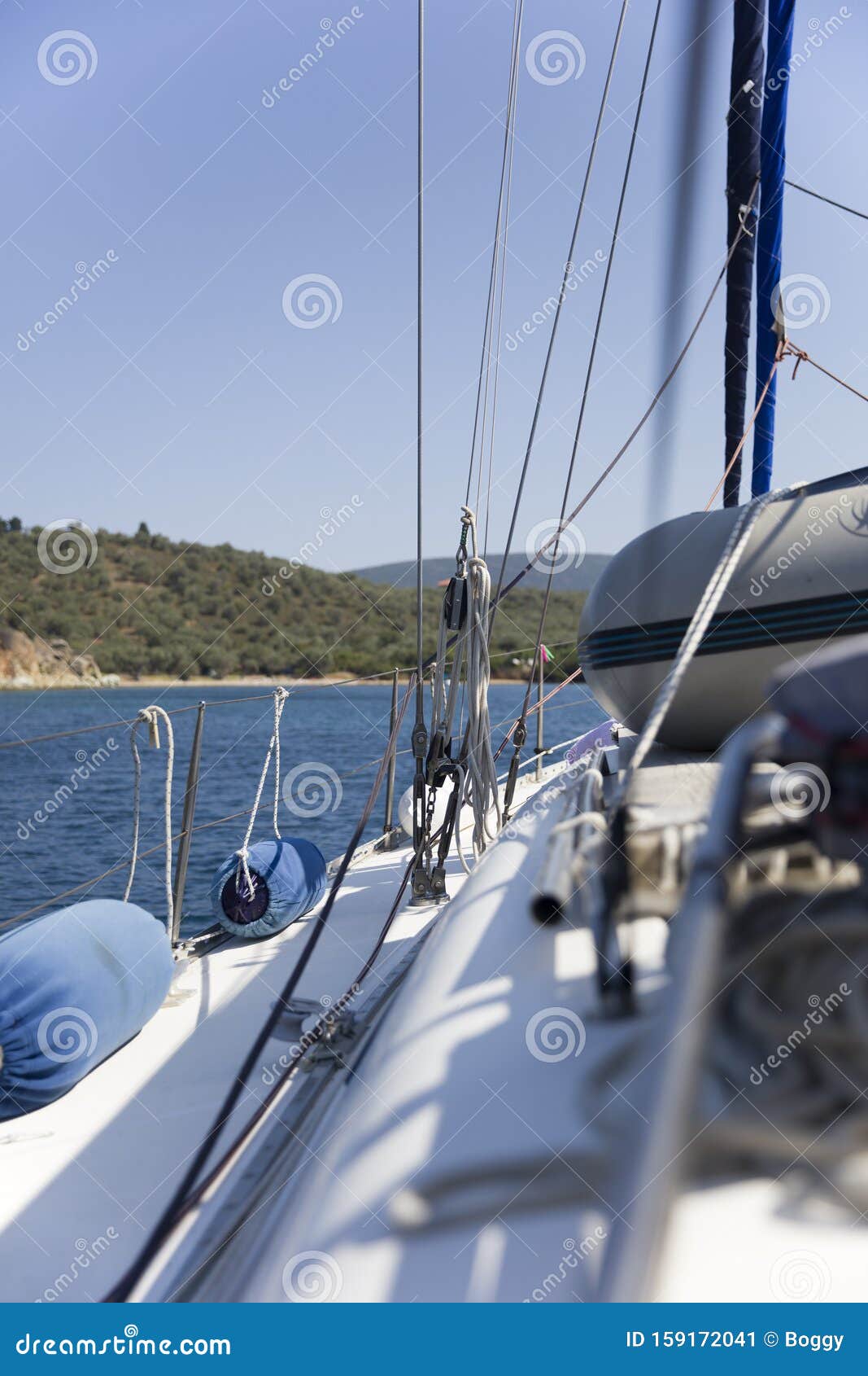 Fender Buoys on Sailboat Side with Ropes Stock Image - Image of ...