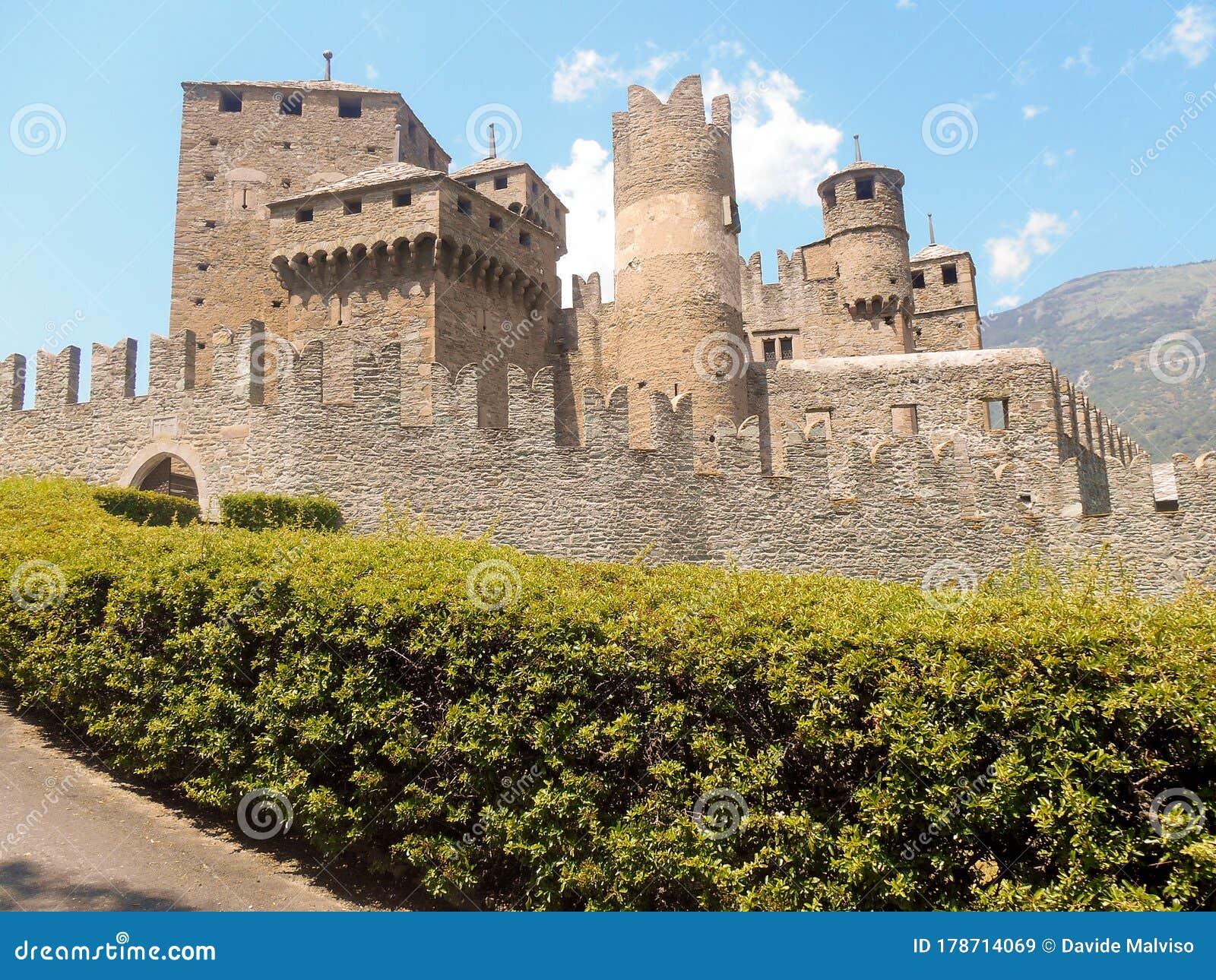 View of Fenis Castle stock image. Image of castle, mount - 178714069