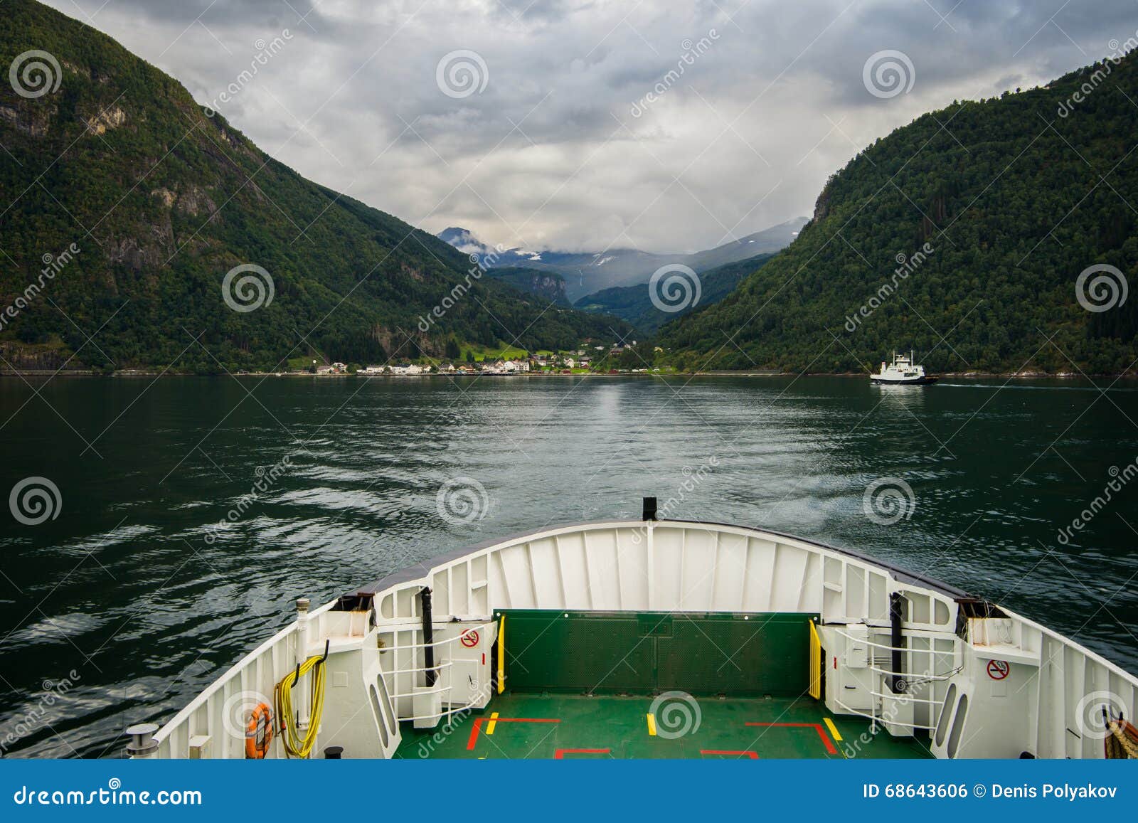 View from the Ferry on Eidsdal. Stock Photo - Image of nordic, clouds ...