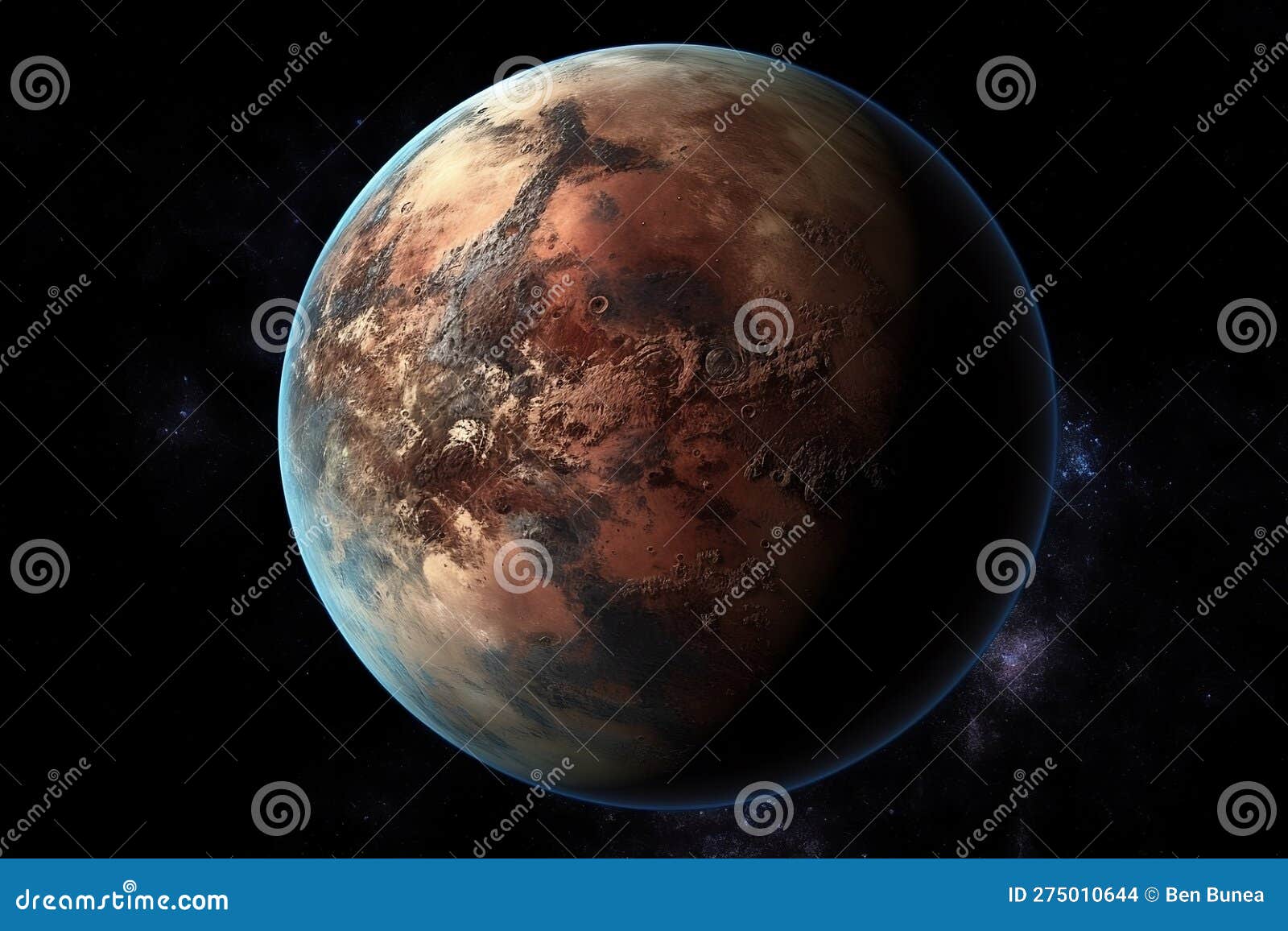 View of a Fictional Planet from Space Stock Illustration - Illustration ...