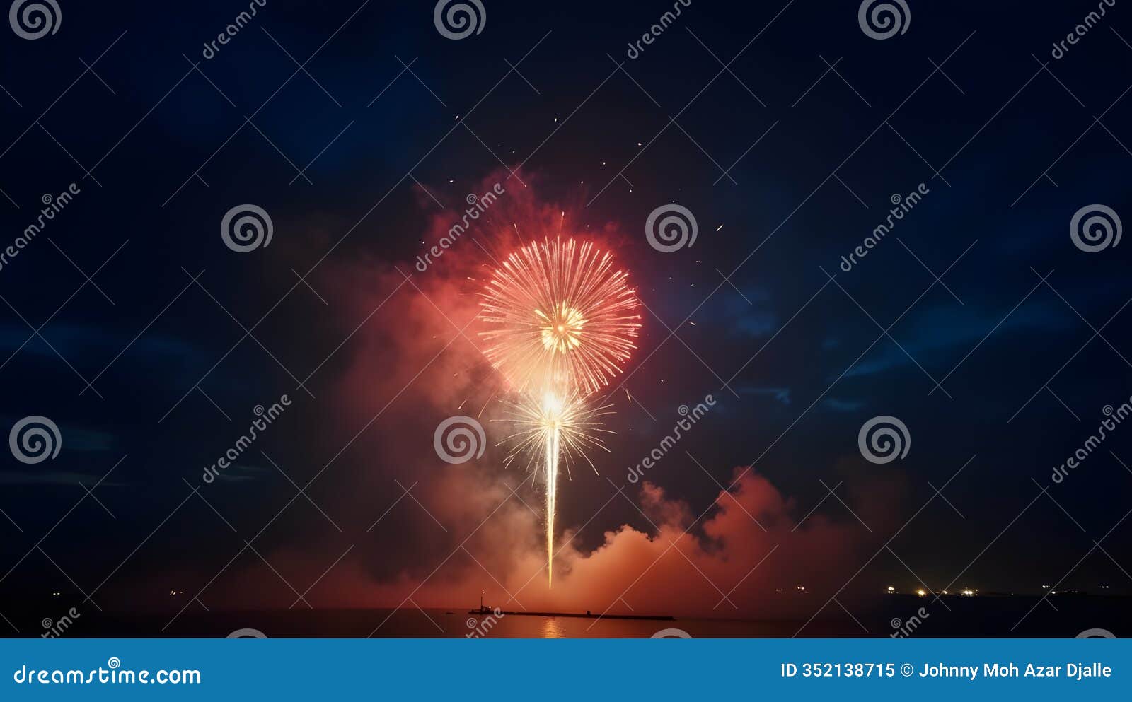 Fireworks Exploding in the Night Sky with Glowing Embers and Smoke ...