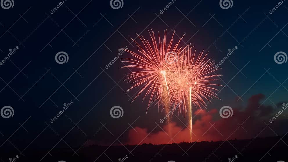 Fireworks Exploding in the Night Sky with Glowing Embers and Smoke ...