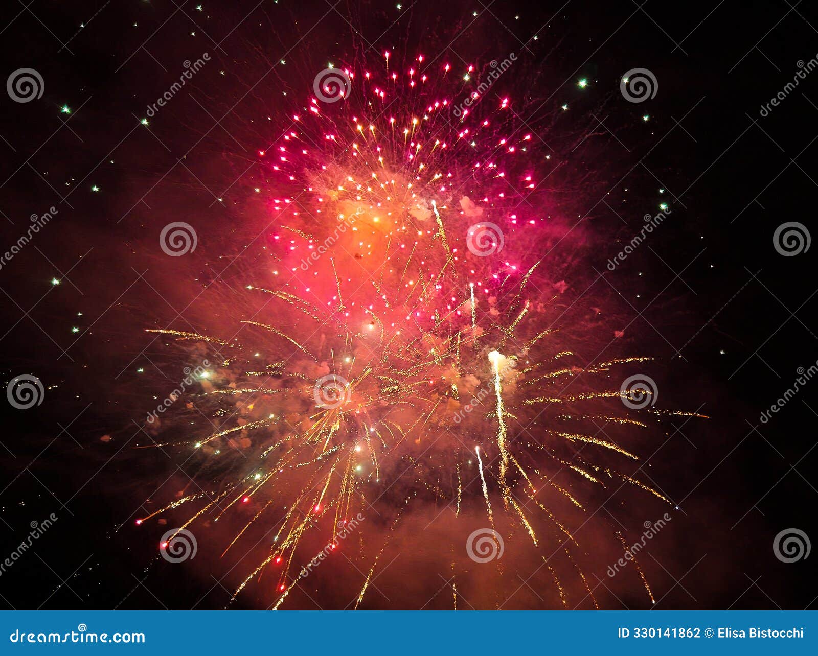 View of Fireworks Explosions Isolated on Night Sky Background Stock ...