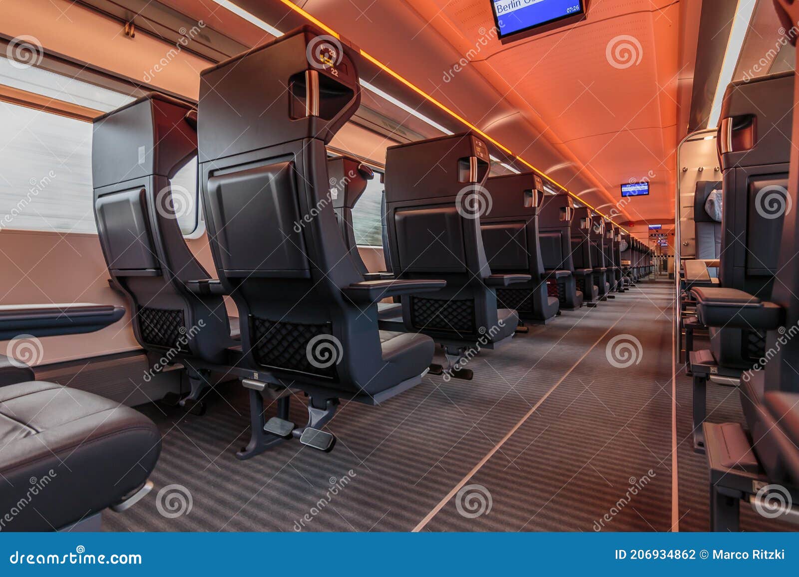Empty Train Compartment with Central Aisle in the German Railway ...