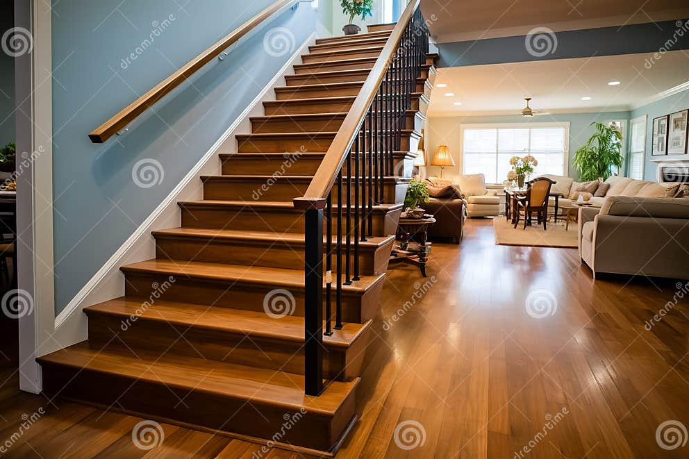View of the First Floor in a House. Typical American House Stock ...