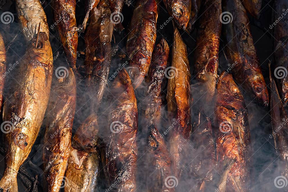 A View of the Fish Smoking Process Stock Image - Image of fresh ...