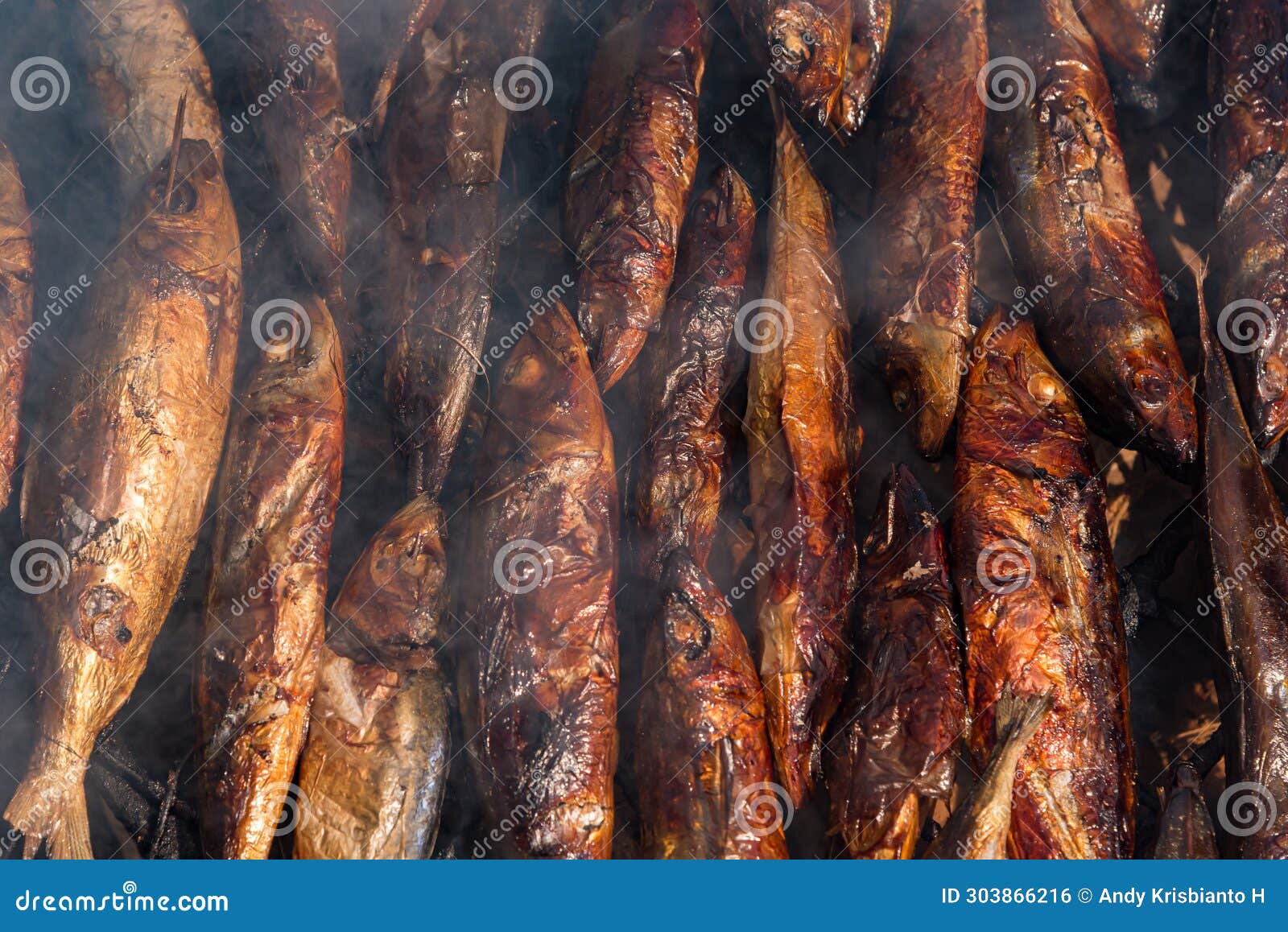 A View of the Fish Smoking Process Stock Photo - Image of close ...