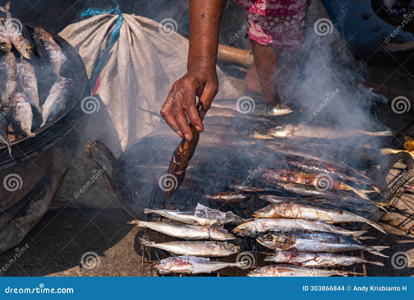 A View of the Fish Smoking Process Stock Photo - Image of nature ...