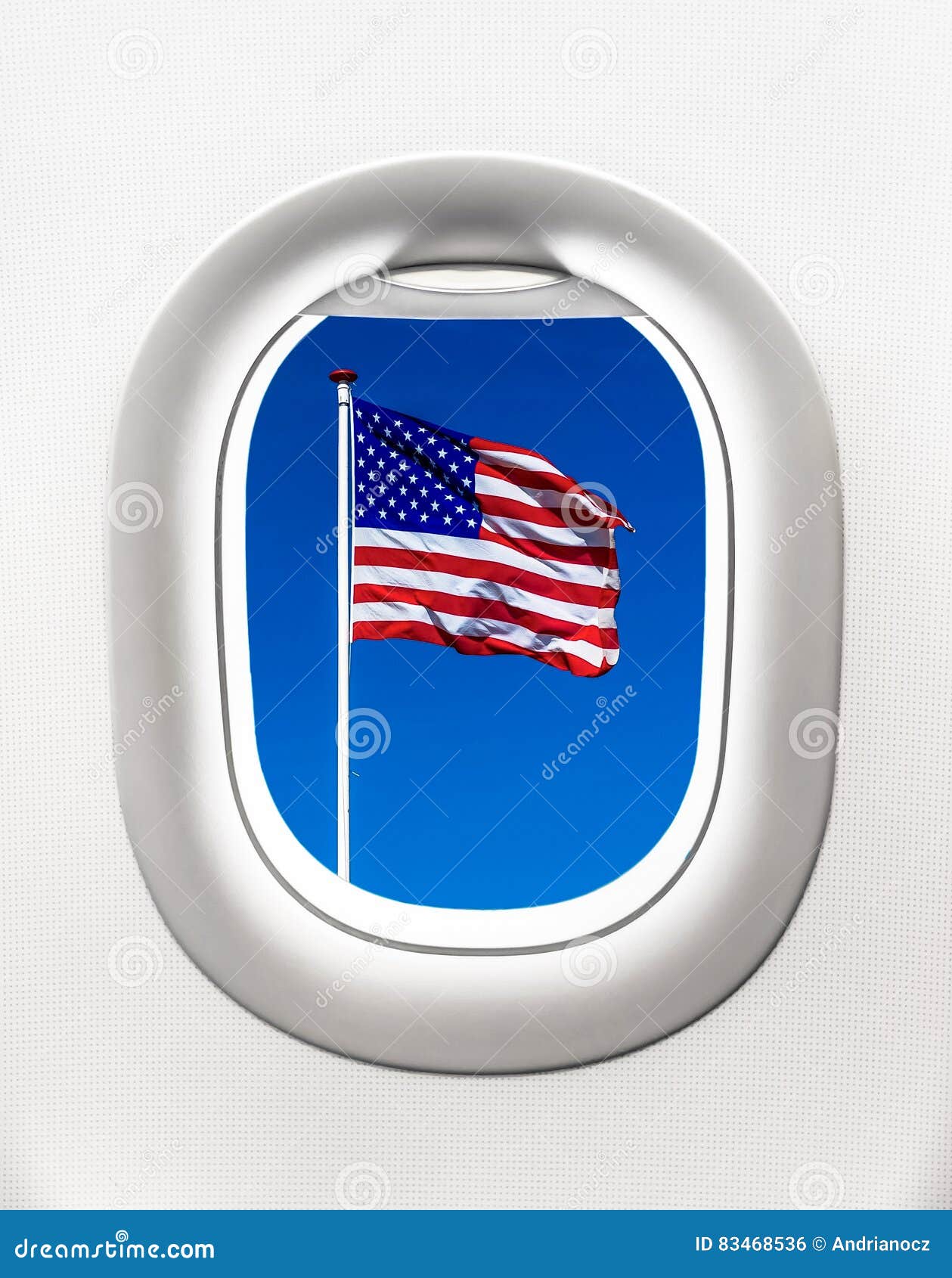 View of Flag of USA from Airplane Window Stock Photo - Image of ...